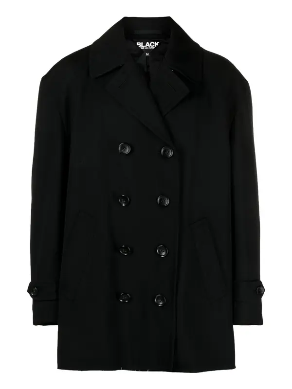 BLACK COMME DES GARÇONS Notched-lapels Double-breasted Coat - Black