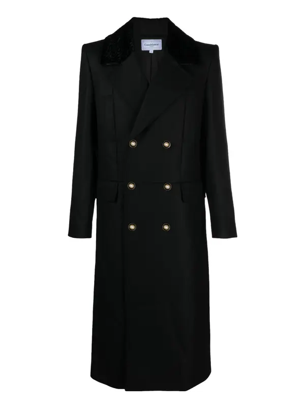 Casablanca Double-breasted Wool Coat - Black