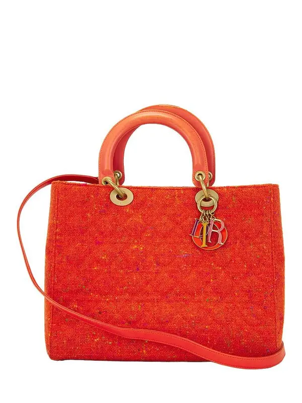 Dior Wool Cannage Lady Handbag - Orange
