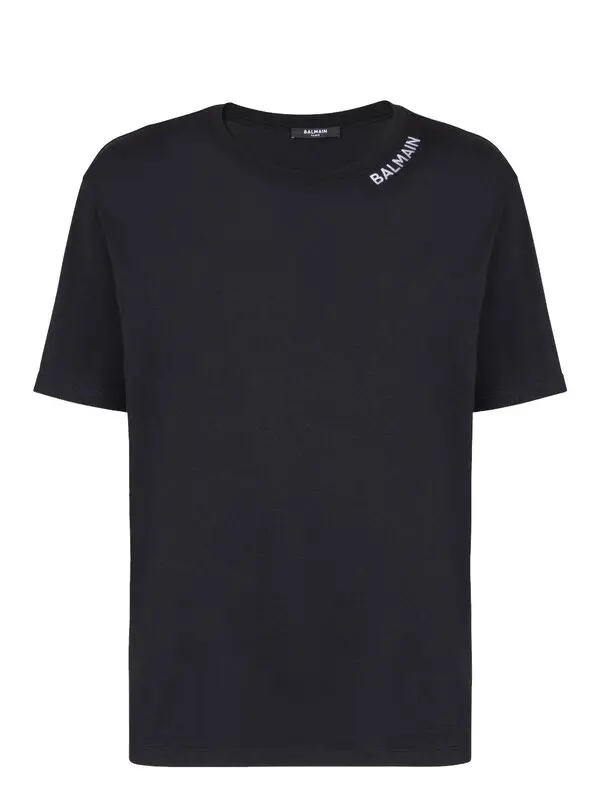 Balmain Logo-embroidered Cotton T-shirt - Black