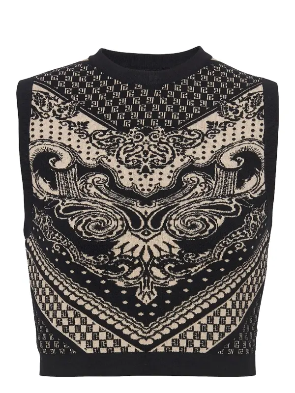 Balmain Intarsia-knit Crop Top - Black