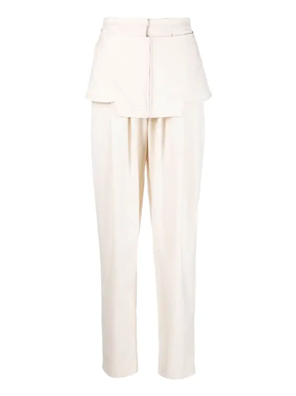 ANDREĀDAMO Corset-detail Straight-leg Trousers - Neutrals