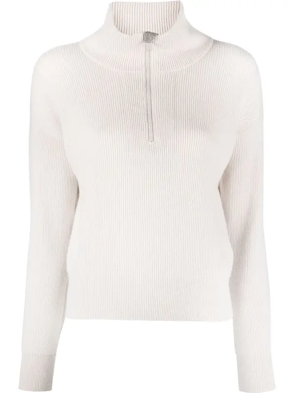 Brunello Cucinelli Half-zip Jumper - Neutrals