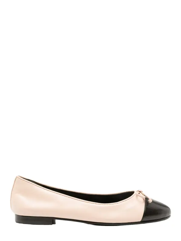 Tory Burch Double-t Leather Ballerina Shoes - Neutrals