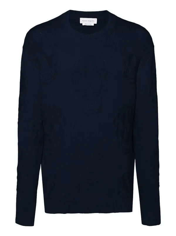 Alexander McQueen Skull-textured Knit Sweater - Blue