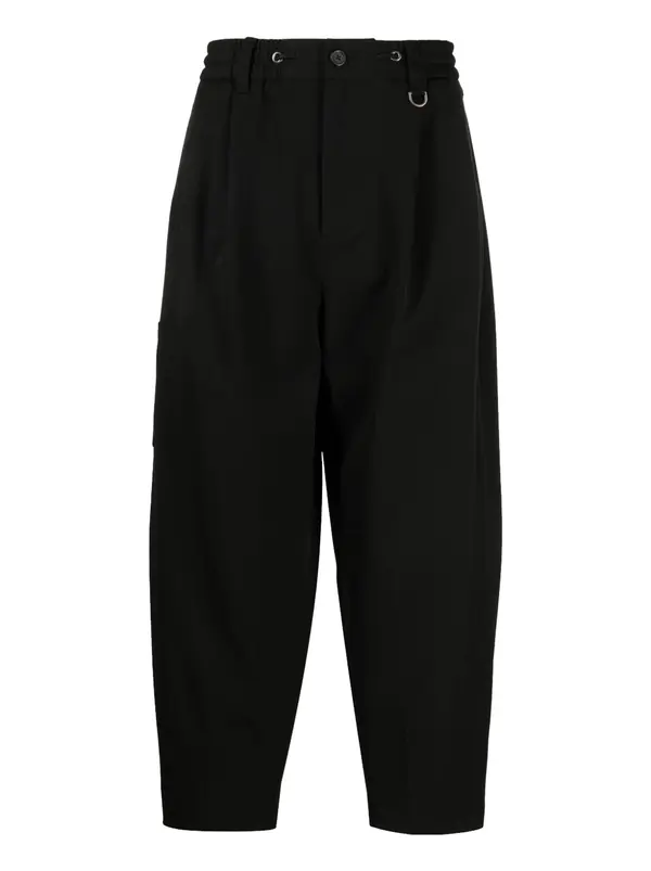 SONGZIO Logo-embroidered Pleated Trousers - Black