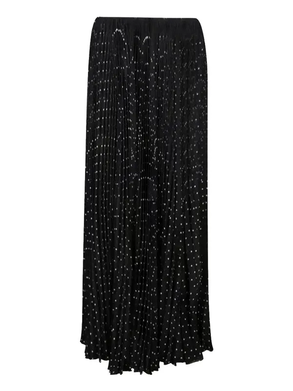 Saint Laurent Polka-dot Pleated Midi Skirt - Black
