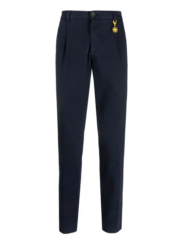 MANUEL RITZ Logo-charm Gabardine Trousers - Blue