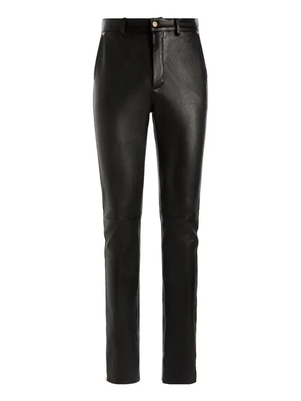 Bally Stripe-detail Leather Tapered Trousers - Black