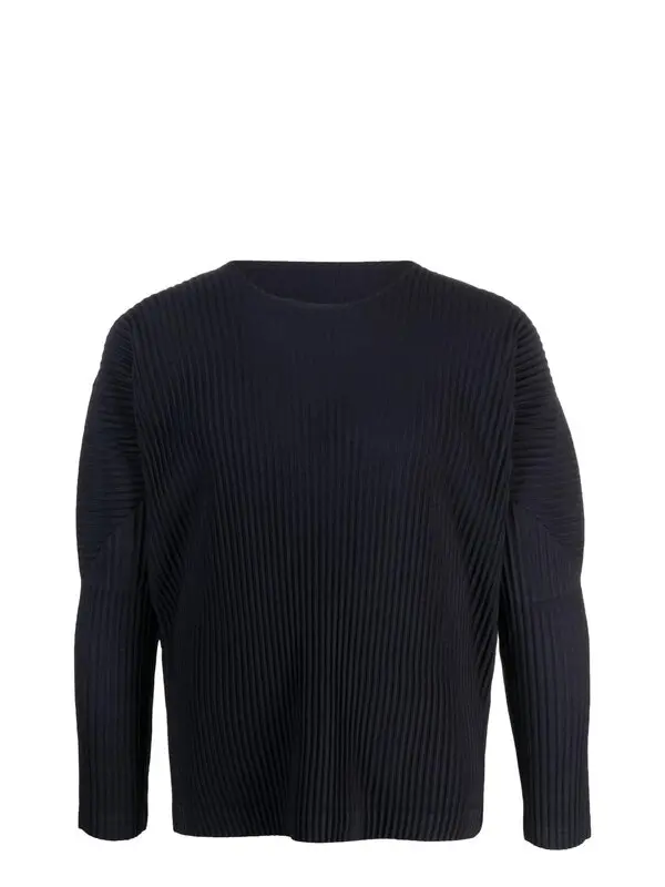Issey Miyake Plissé-effect Long-sleeve T-shirt - Blue