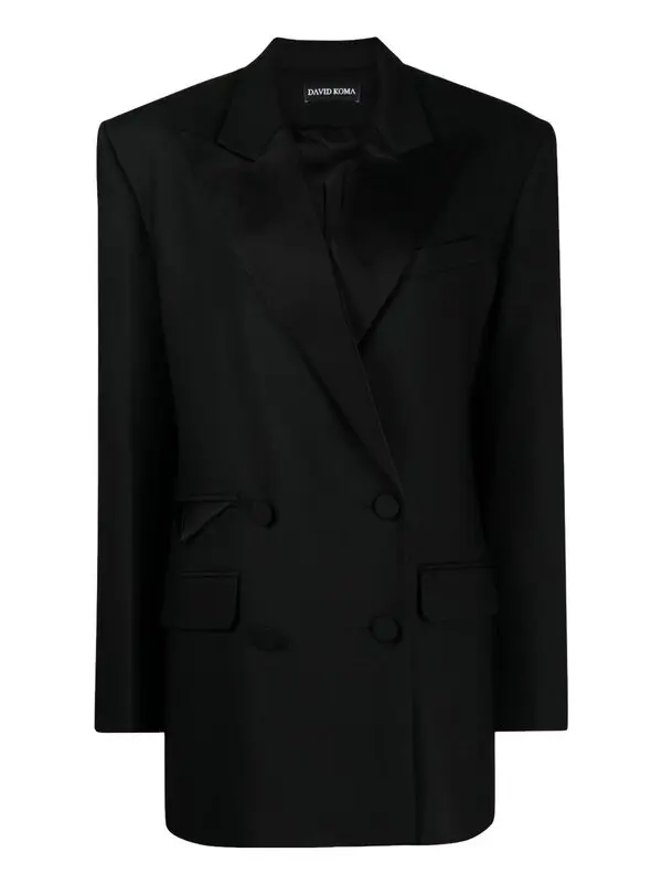 David Koma Double-breasted Tuxedo Blazer - Black