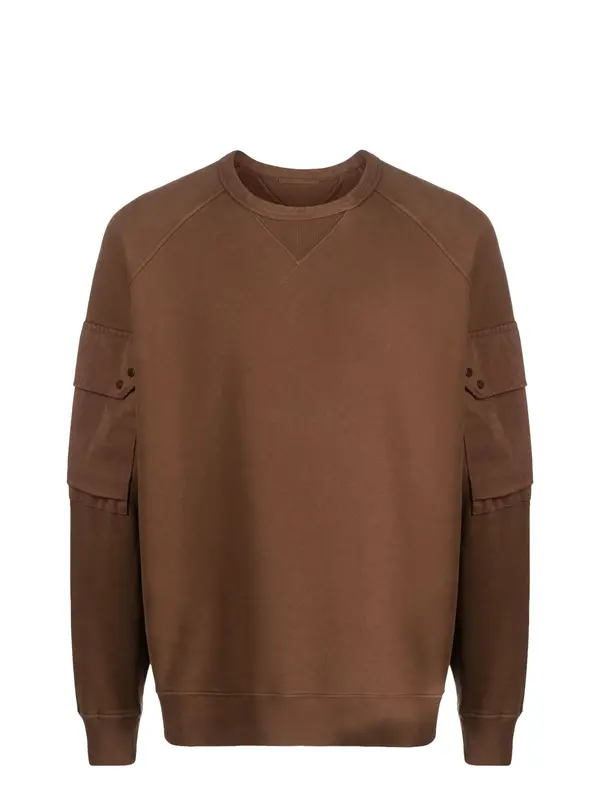 TEN C Logo-appliqué Panelled Cotton Sweatshirt - Brown