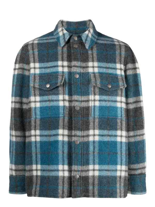 Alanui Check-pattern Virgin Wool-blend Shirt - Blue