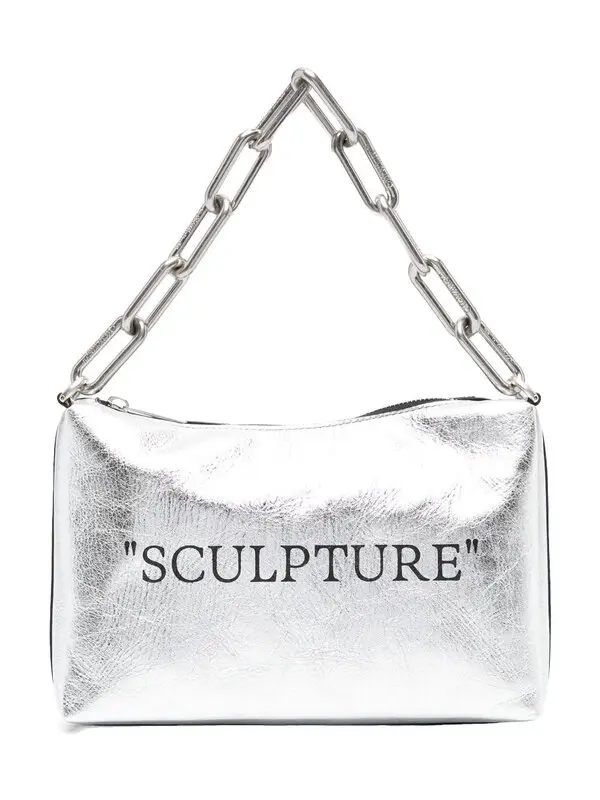 Off-White Leather Shoulder Bag - Silver