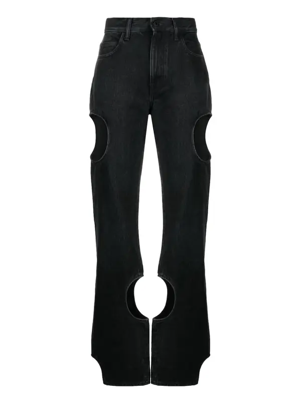 Off-White Cut-out Straight-leg Jeans - Black