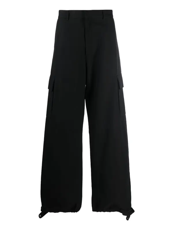 Off-White Wide-leg Wool-blend Trousers - Black