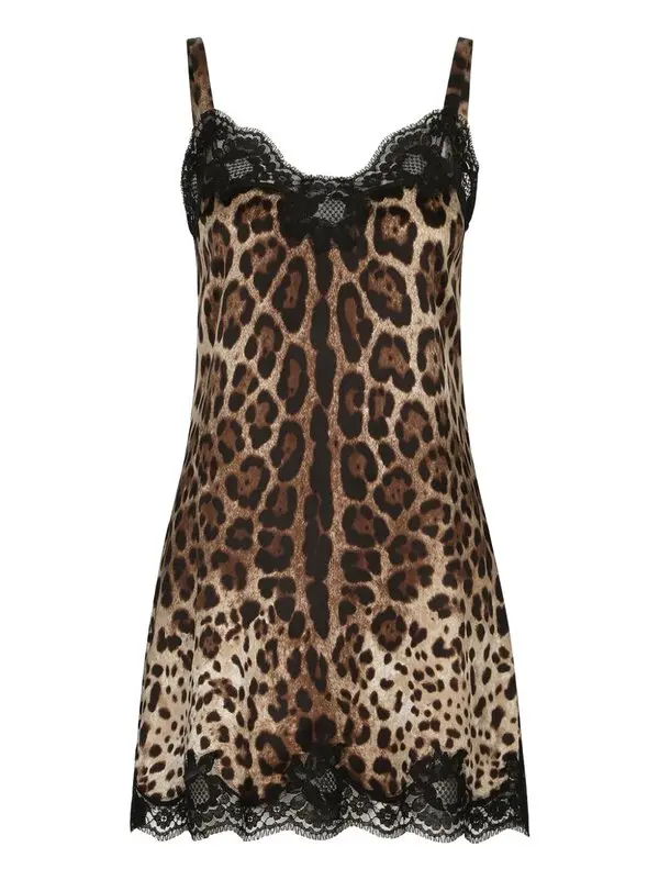 Dolce & Gabbana Leopard-print Lace-detail Camisole - Neutrals