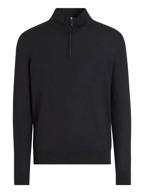 Zegna Mock-neck Half-zip Jumper - Black