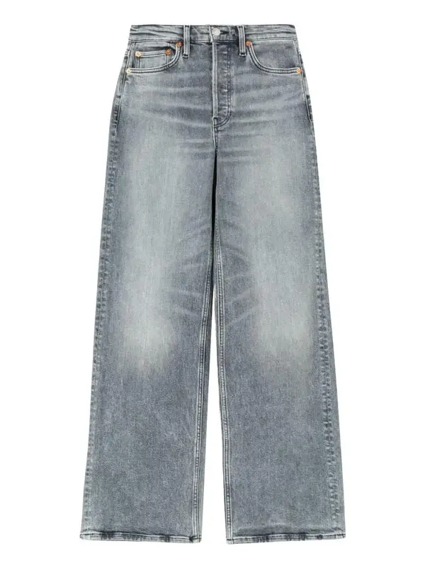 RE/DONE Logo-patch Wide-leg Jeans - Grey