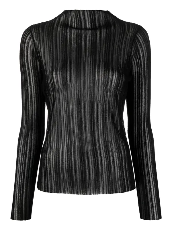 ANINE BING Amy Ribbed-knit Top - Black