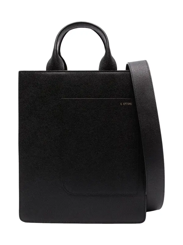 VALEXTRA Mini Boxy Leather Tote Bag - Black