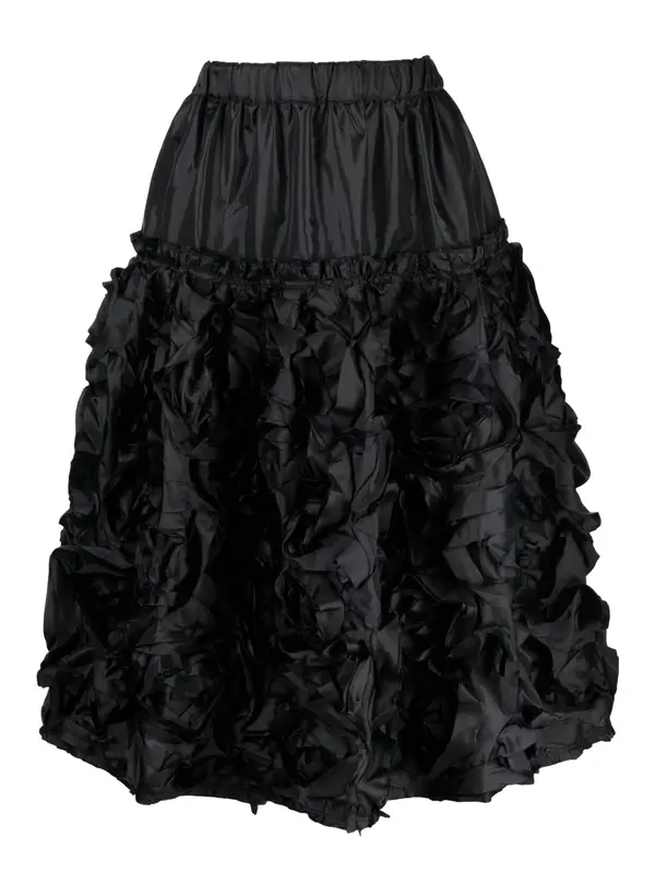 Comme Des Garçons Ruched Flared Midi Skirt - Black