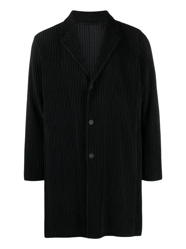 Issey Miyake Fully-pleated Plissé Long Coat - Black