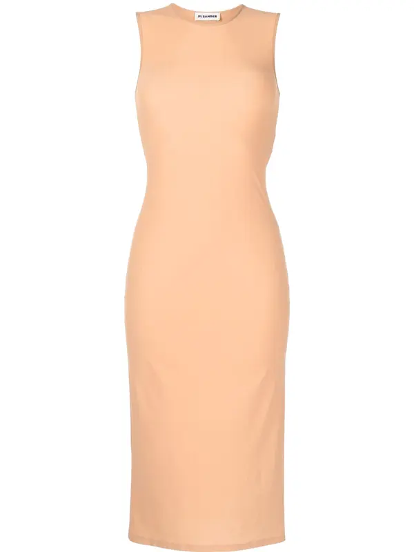 JIL SANDER Round Neck Sleeveless Maxi Dress - Neutrals