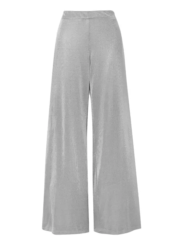 Tove Michelle Metallic Knitted Wide-leg Pants - Silver