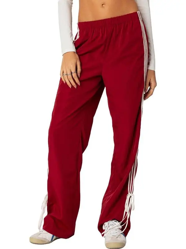 EDIKTED Remy Tie Detail Track Pants - Red