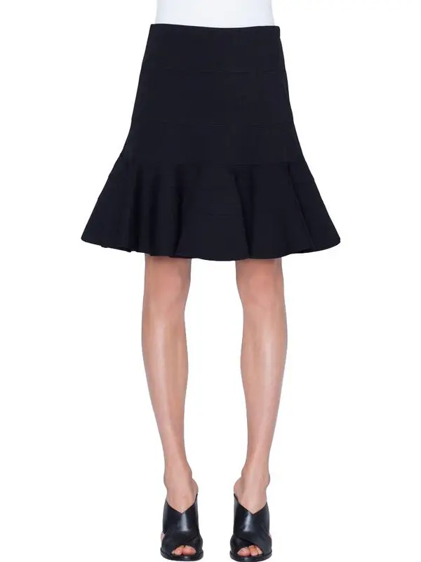 Akris Tiered Flare Jersey Skirt - 009 Black