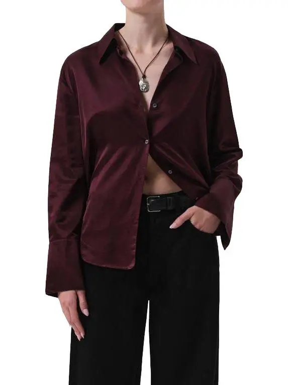 Citizens Of Humanity Camilia Satin Shirt - Burgundy