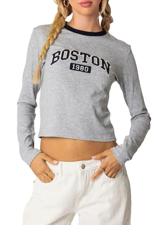 EDIKTED Boston Long Sleeve T-shirt - Gray-melange