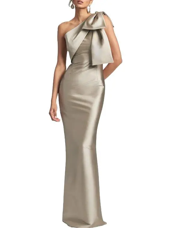 Sachin & Babi Bonnie One-shoulder Gown - Pewter