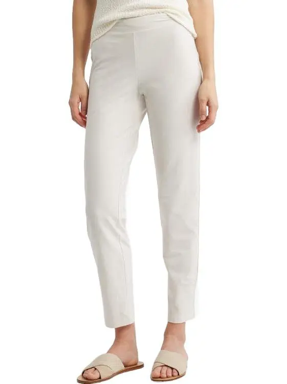 Eileen Fisher High Waist Slim Ankle Pants - Bone