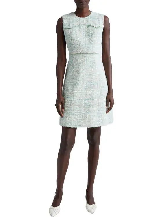 St. John Eyelash Tweed A-line Dress - Mint/ecru Multi