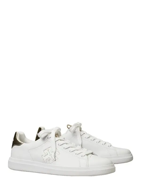 Tory Burch Double T Howell Court Sneakers - Titanium White/spark Gold