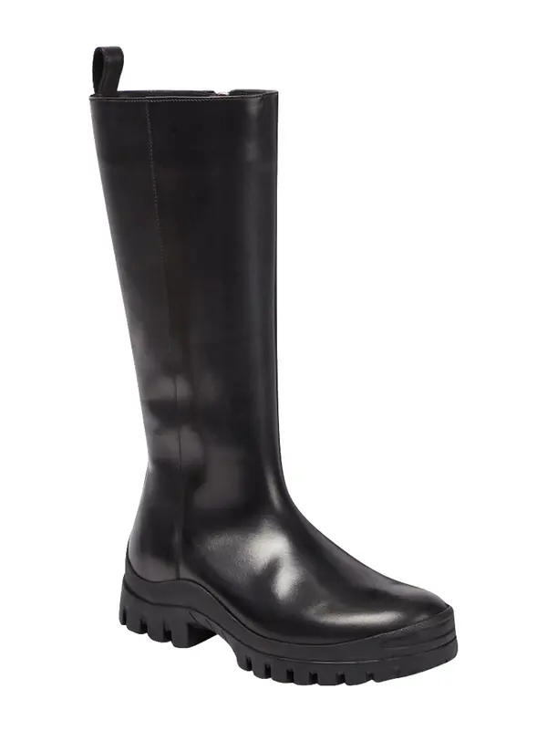 THE ROW Greta Leather Rain Boots - Black