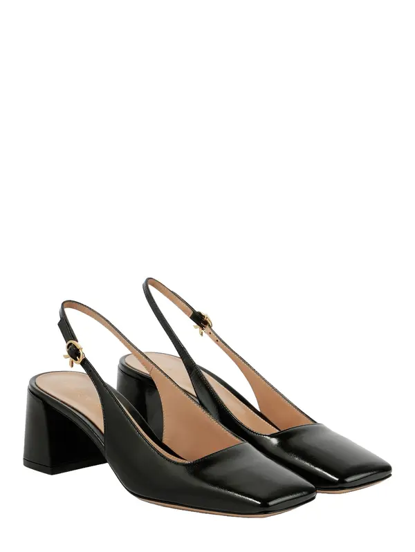 GIANVITO ROSSI Freeda Leather Slingback Pumps - Black