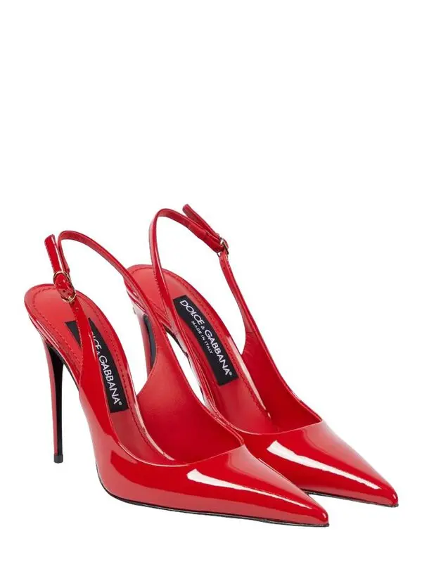 Dolce & Gabbana Dg Patent Leather Slingback Pumps - Red