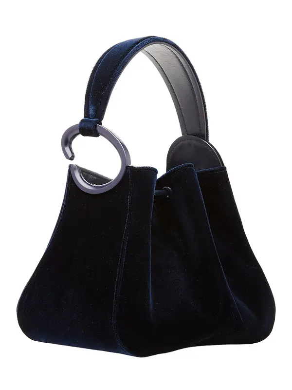 Oscar De La Renta Velvet O Handle Bag - Navy