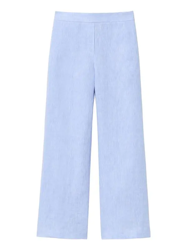 Lafayette 148 New York Organic Linen Columbus Cropped Pant - Delphinium Blue Melange