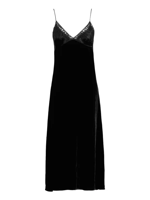 SLEEPING WITH JACQUES Freya Velvet Slip Dress - Black