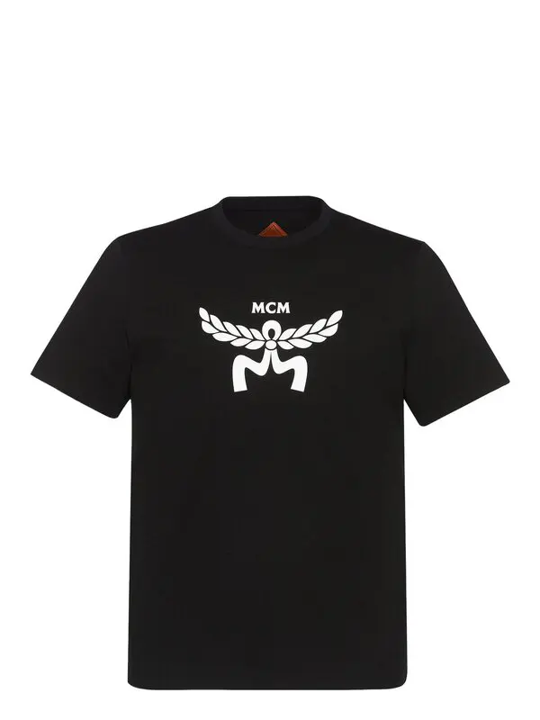 Mcm Laurel Logo Print T-shirt In Organic Cotton - Black