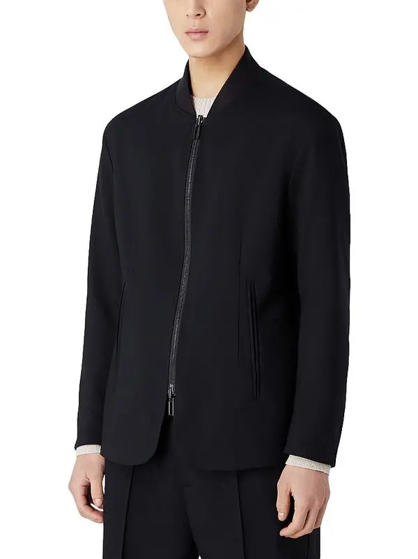 Emporio Armani Reversible Twill Zip Jacket - Solid Medi