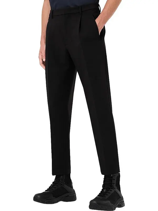 Emporio Armani Front Dart Trousers - Solid Blac