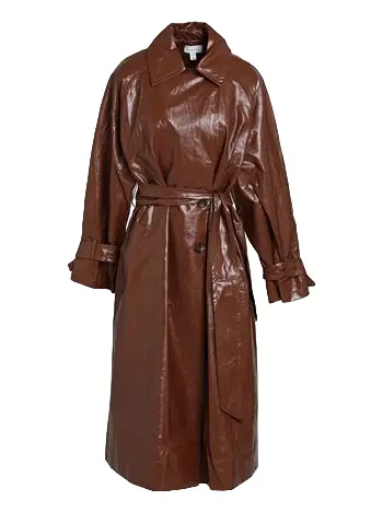 Topshop Cotton Trench Coat - Brown