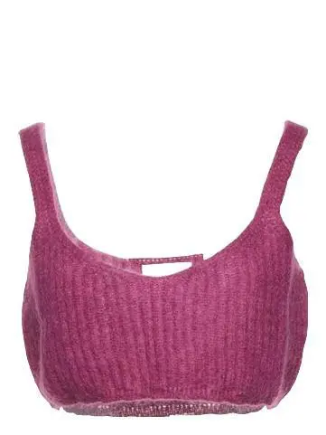 SOLOTRE Knit Crop Top - Red