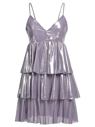 VICOLO Mini Metallic Tiered Dress - Purple