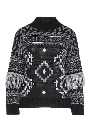 ANGELA MELE MILANO Turtleneck Knit Top - Black